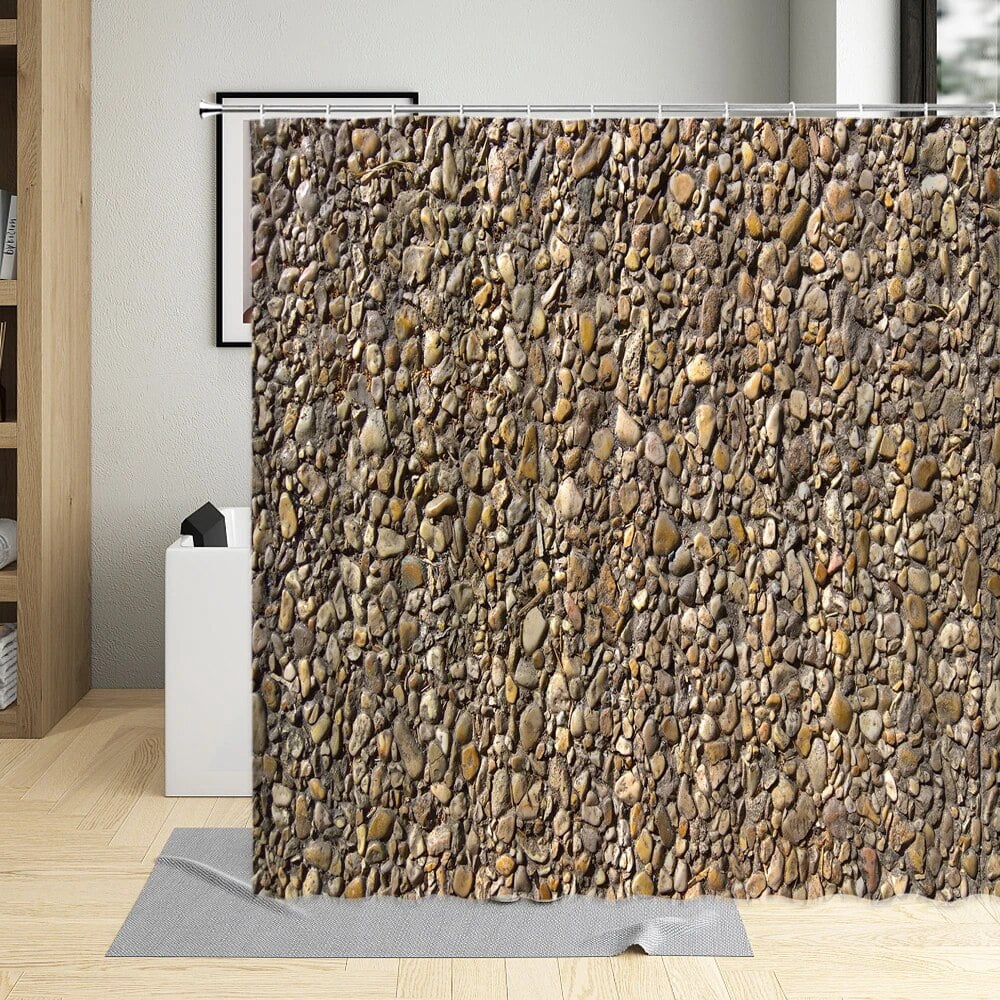 StBrick Wall Bathroom Shower Curtain Fabric Waterproof Garden ...