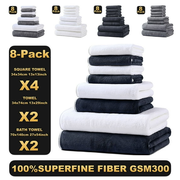 StSilkitty 8-Piece Towel Set 2 Bath Towels 2 Hand Towels 4 Washcloths ...