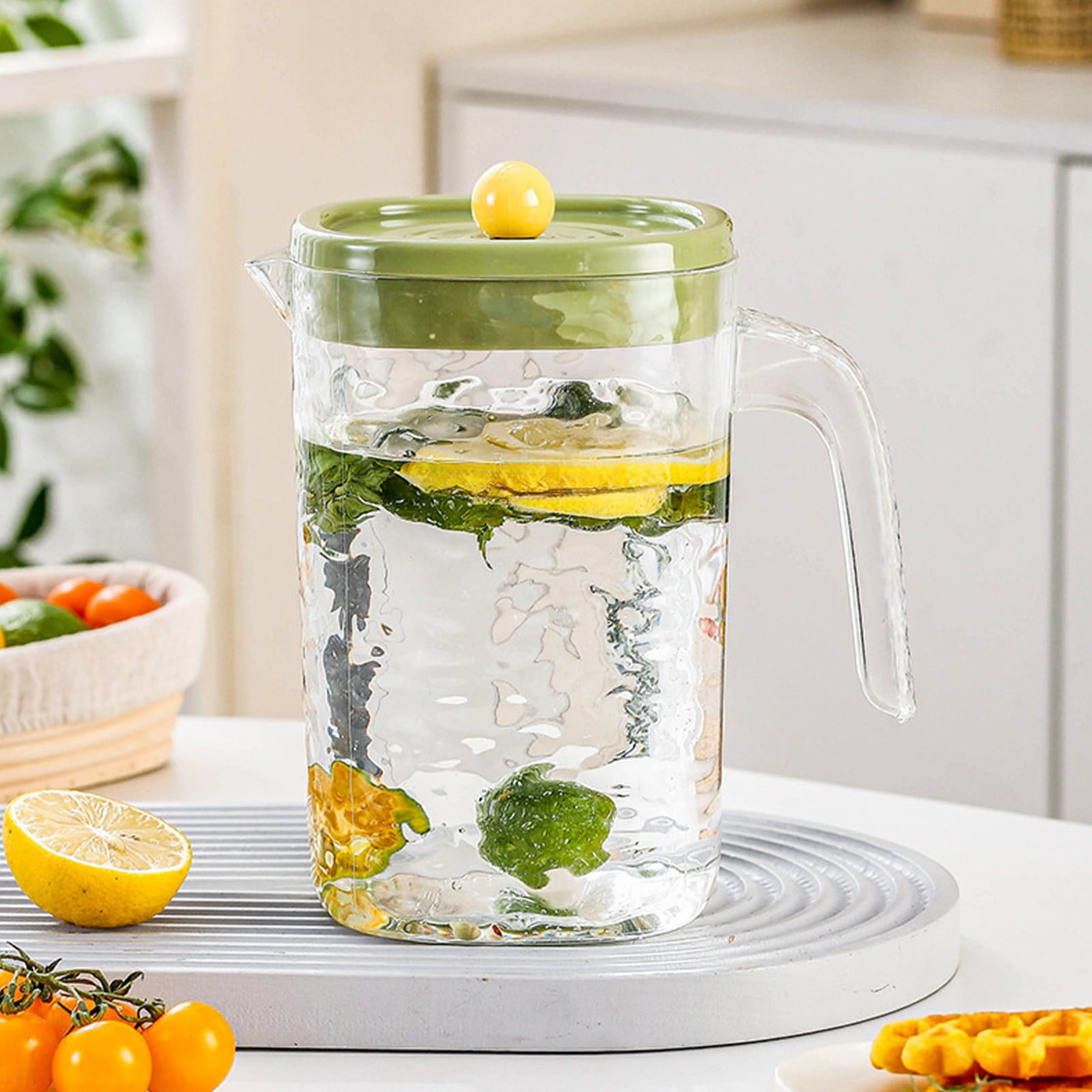 StSilkitty Dopamine Ripple Texture Plastic Pitcher for Tea,Cold Water ...