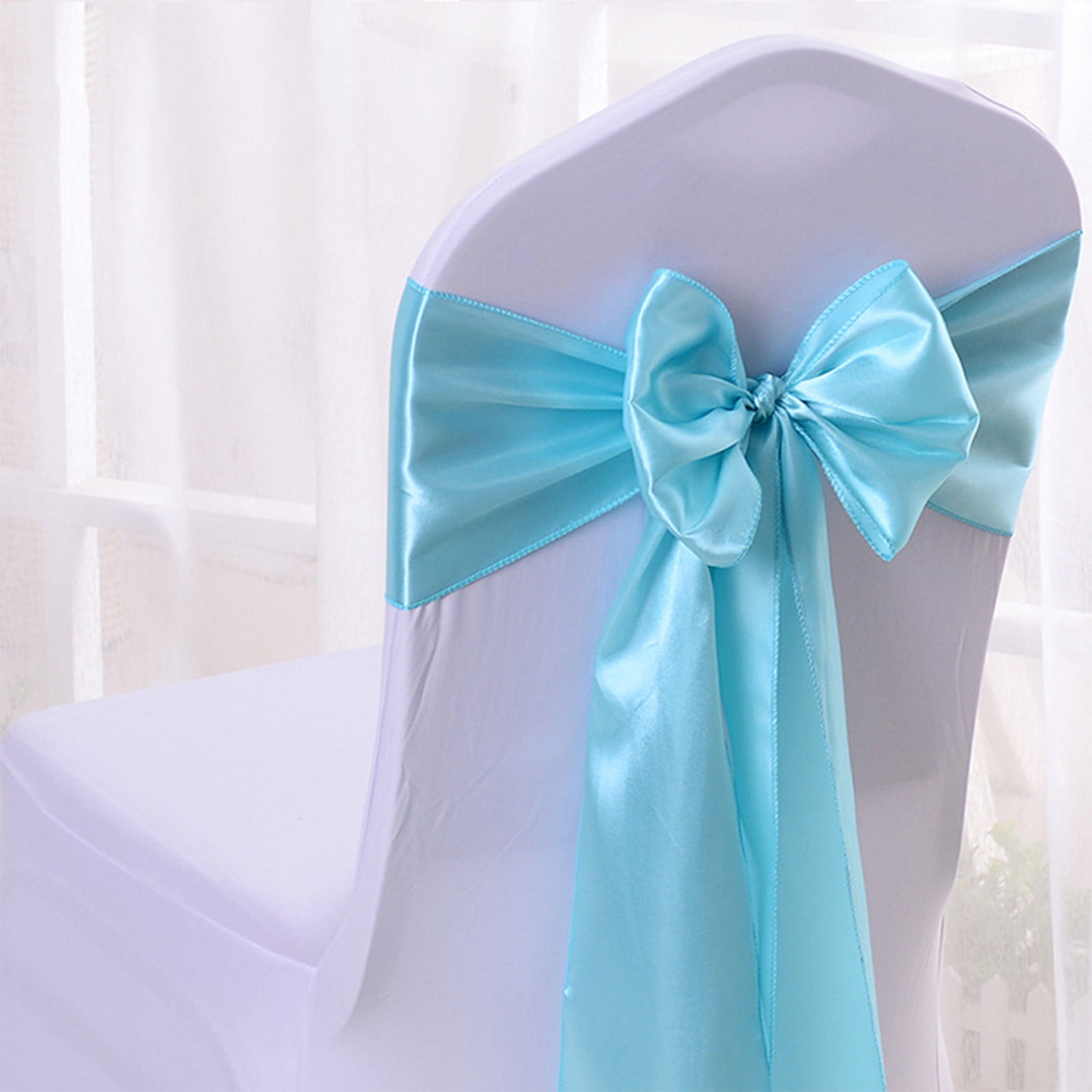 StSilkitty Elegant Satin Bow Tie Ribbon Chair Cover Sash for Weddings ...