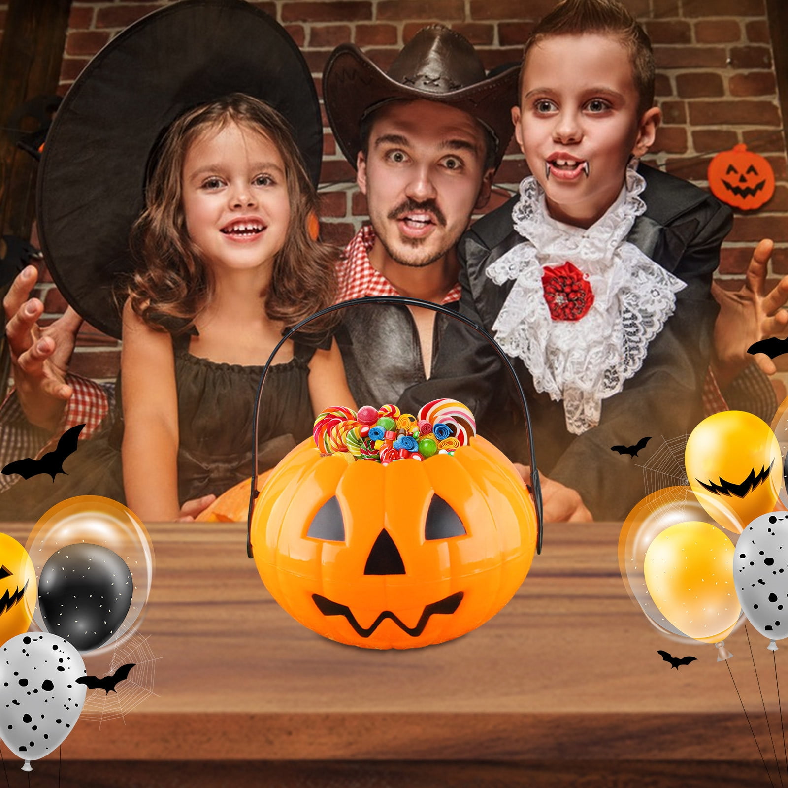 StSilkitty Foldable and Detachable Pumpkin Candy Bucket Set Stable and ...
