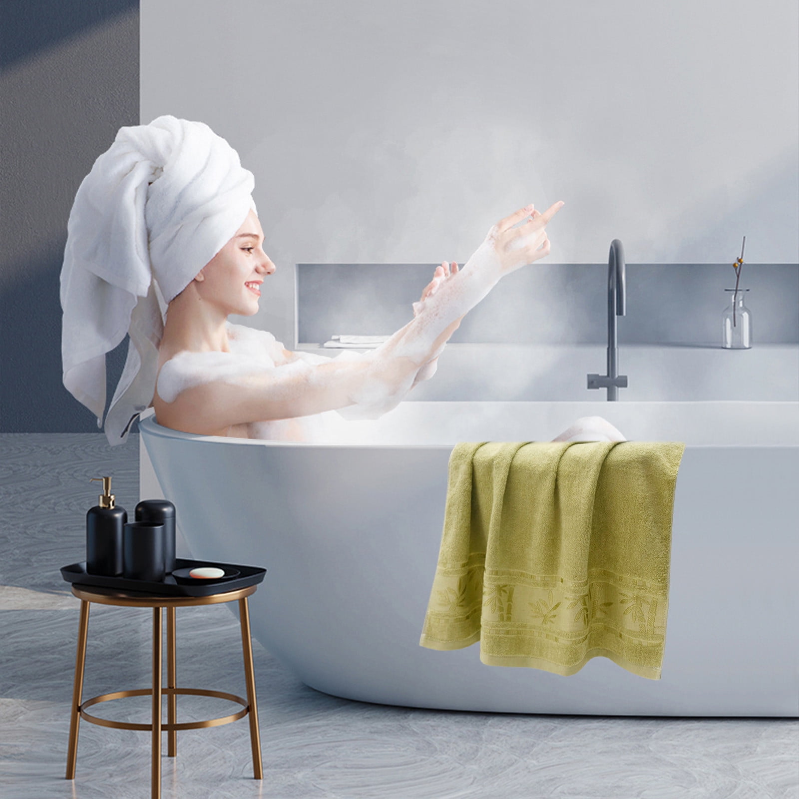 StSilkitty Luxurious Soft BAMBOOS Fiber Towel Thick and Absorbent, for ...