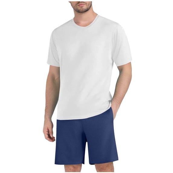 StSilkitty Mens 2 Piece Tracksuit Sets Solid Color Short Sleeve ...