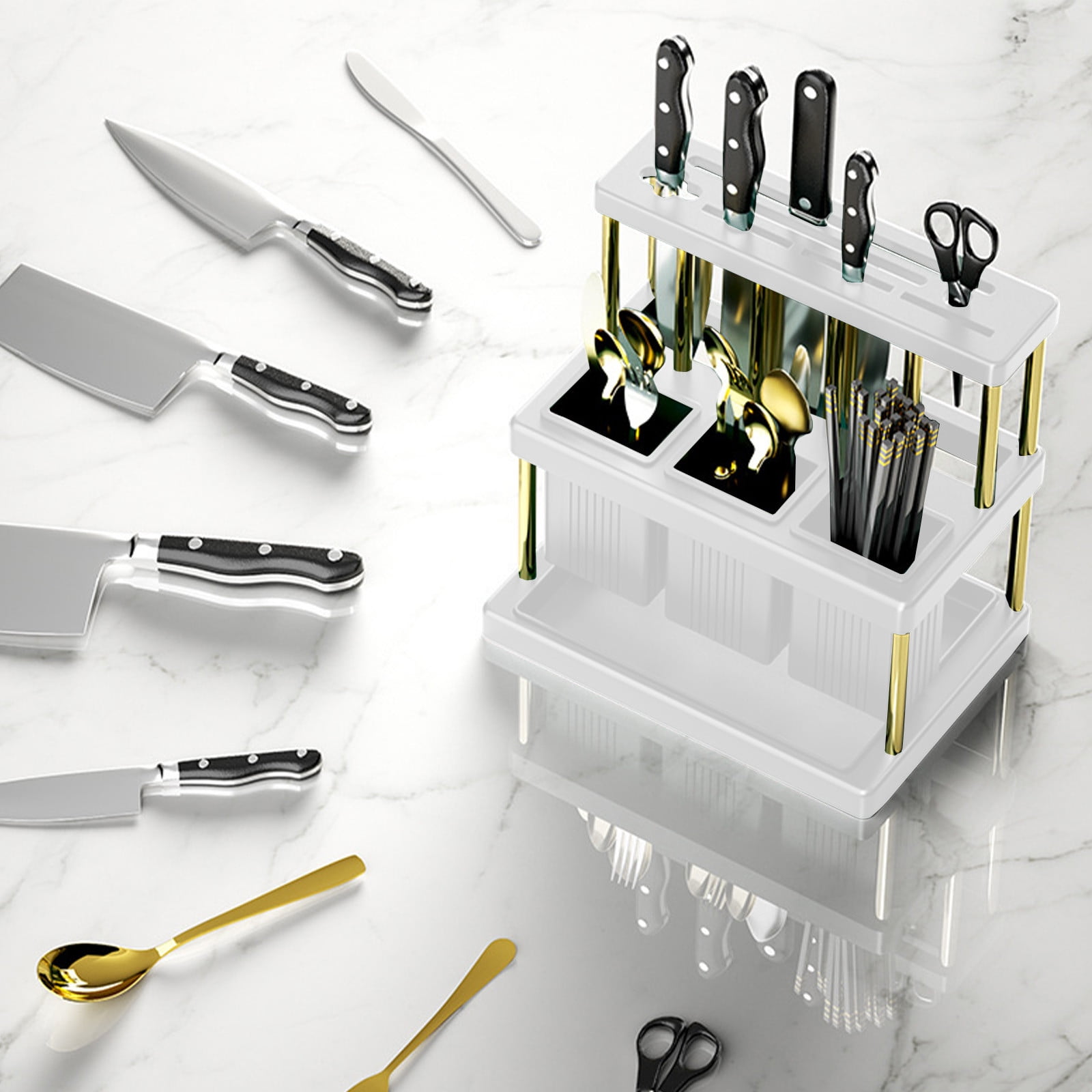 StSilkitty Multifunctional Kitchen Utensil Storage Rack with Drainage ...