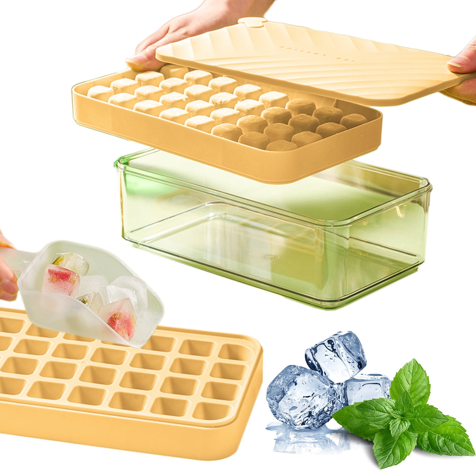 StSilkitty Multifunctional Plastic Ice Maker Tray with Sealed Lid and ...