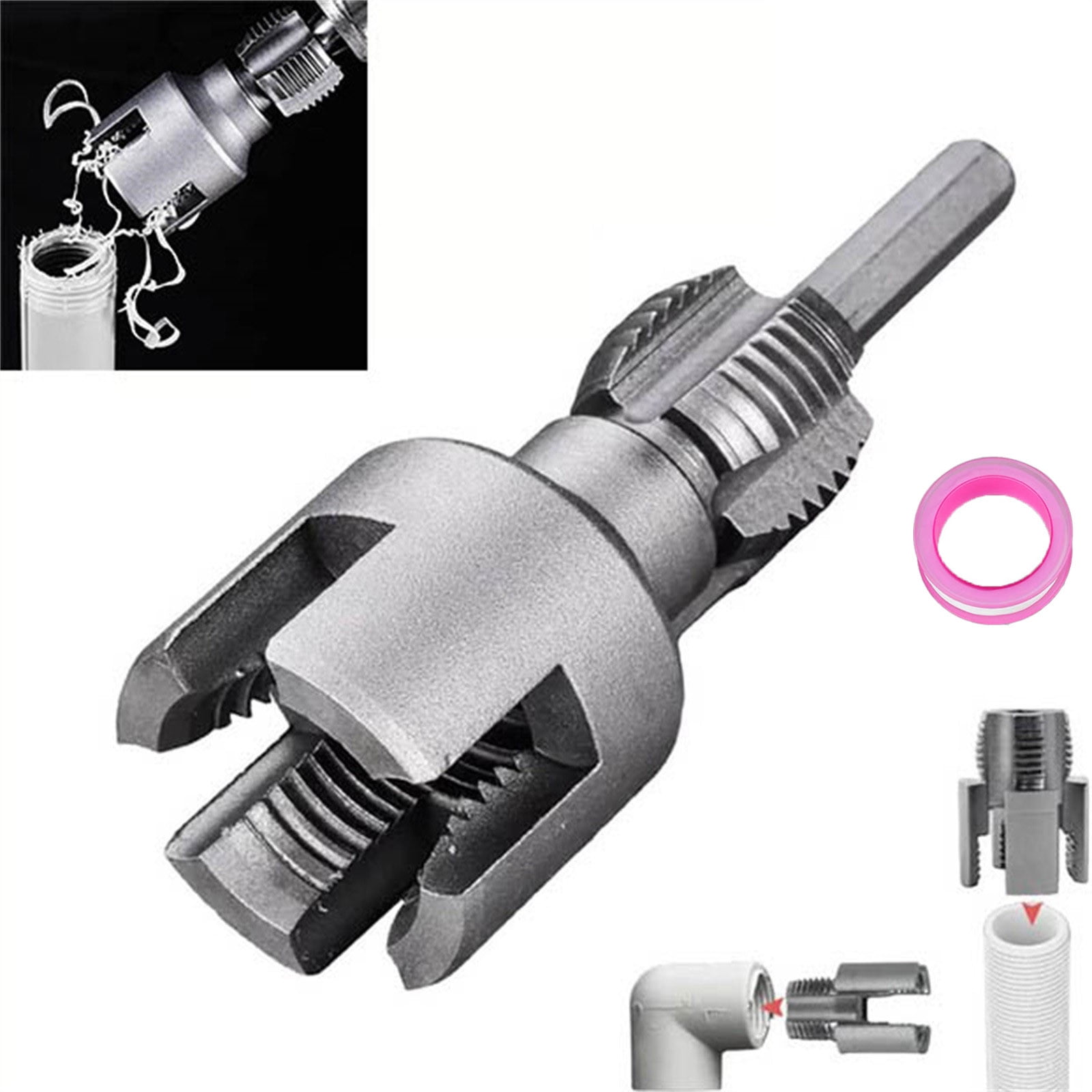 StSilkitty PVC Pipe Thread Cutter Opener Tool for Drills and Hand Tools ...