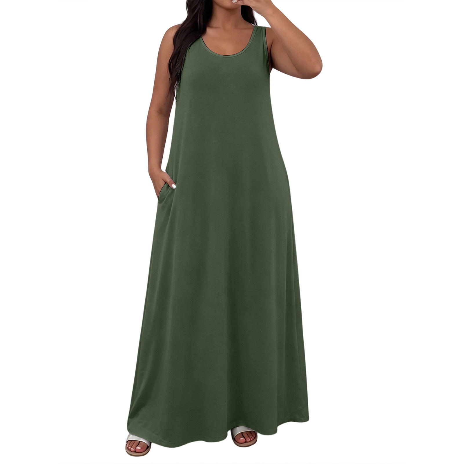 StSilkitty Plus Size Maxi Sundresses for Womens Spaghetti Strap ...