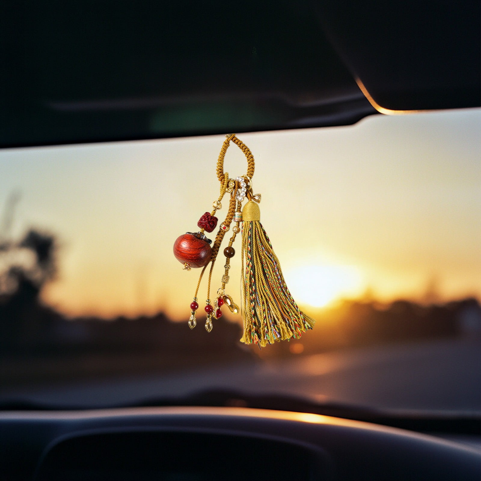 StSilkitty Sandalwood Persimmon Weaving Craft Car Pendant for Rearview ...