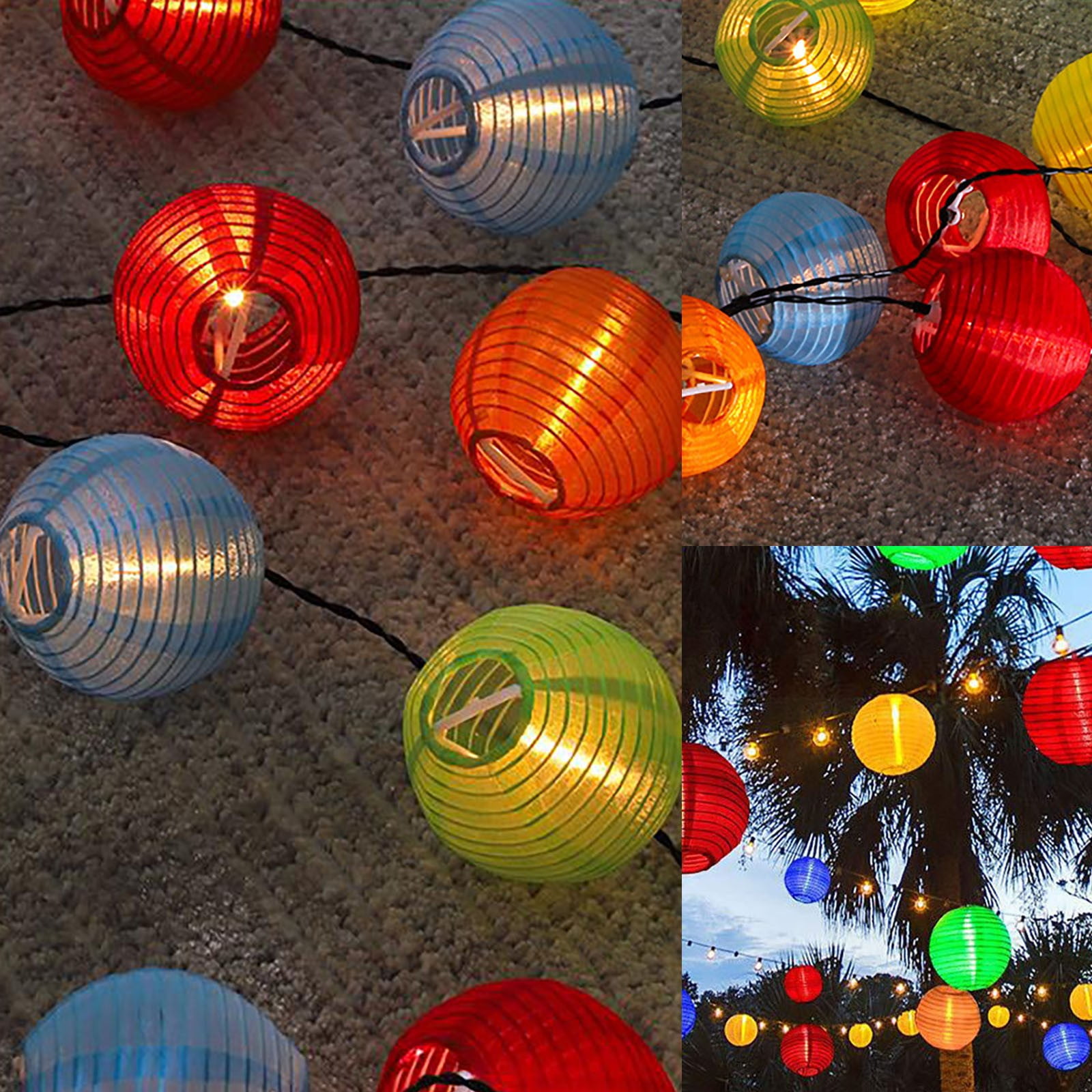 StSilkitty Solar Powered LED Lantern String Lights for Outdoor Garden ...