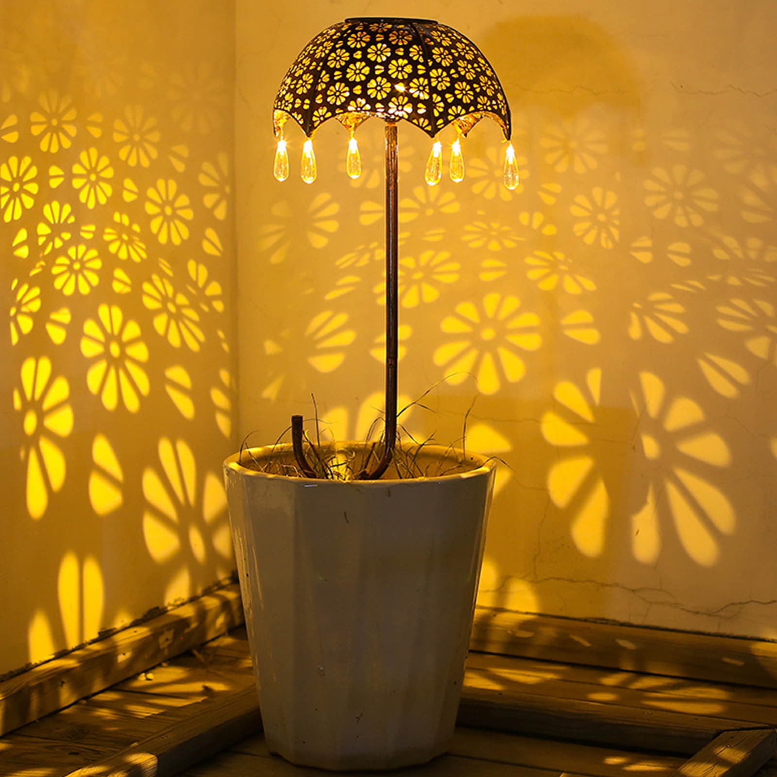 StSilkitty Solar Powered Wrought Iron Projection Lamp for Outdoor ...