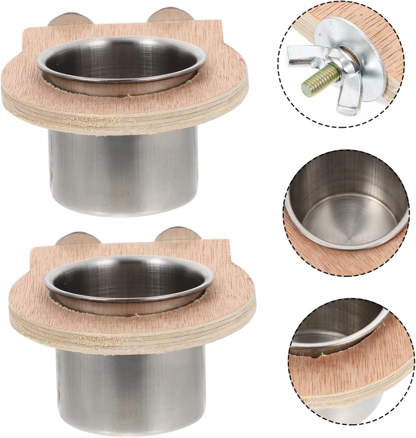StSilkitty Stainless Steel Bowls With Wooden Frame Suit For Bath and ...