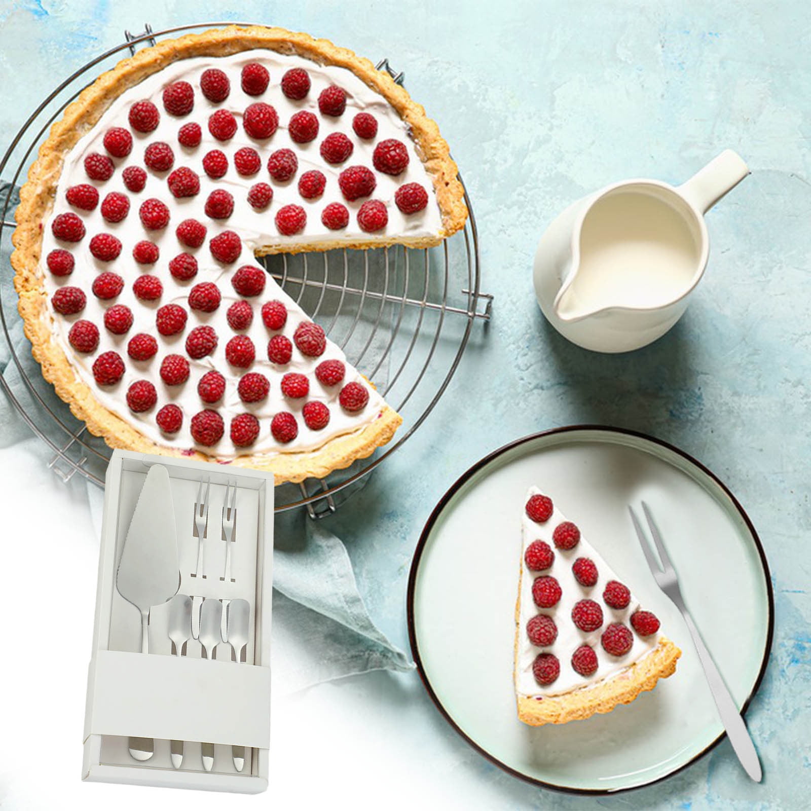 StSilkitty Stainless Steel Cake Knife and Fork Set with Ergonomic ...