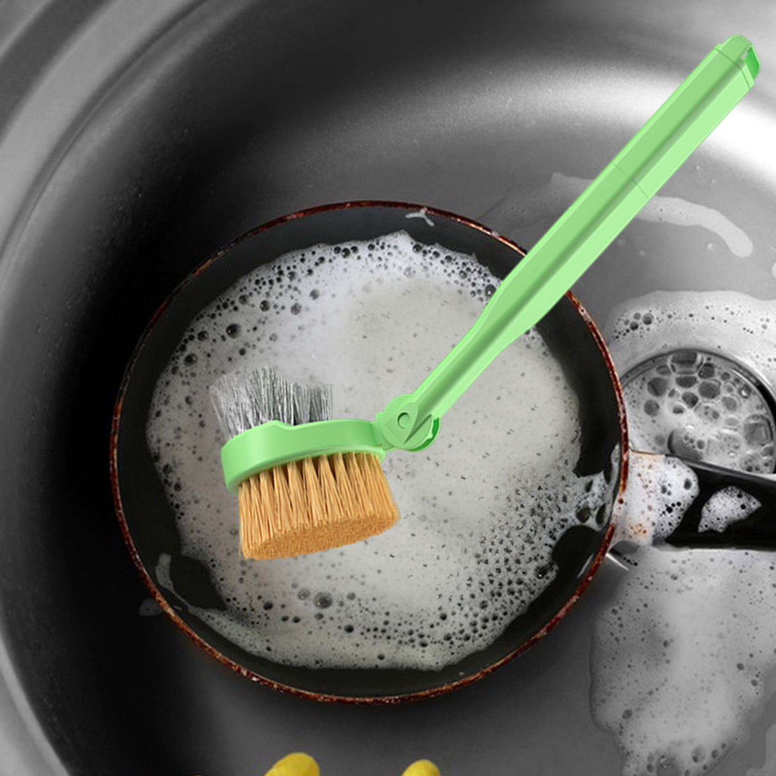 StSilkitty Stainless Steel Kitchen Pot Brush with Wooden Handle ...