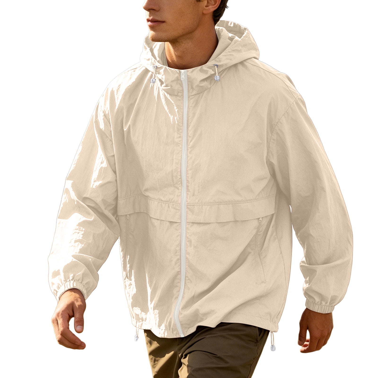 StSilkitty Sun Protection Jacket for Mens Full Zip Solid Color Long ...