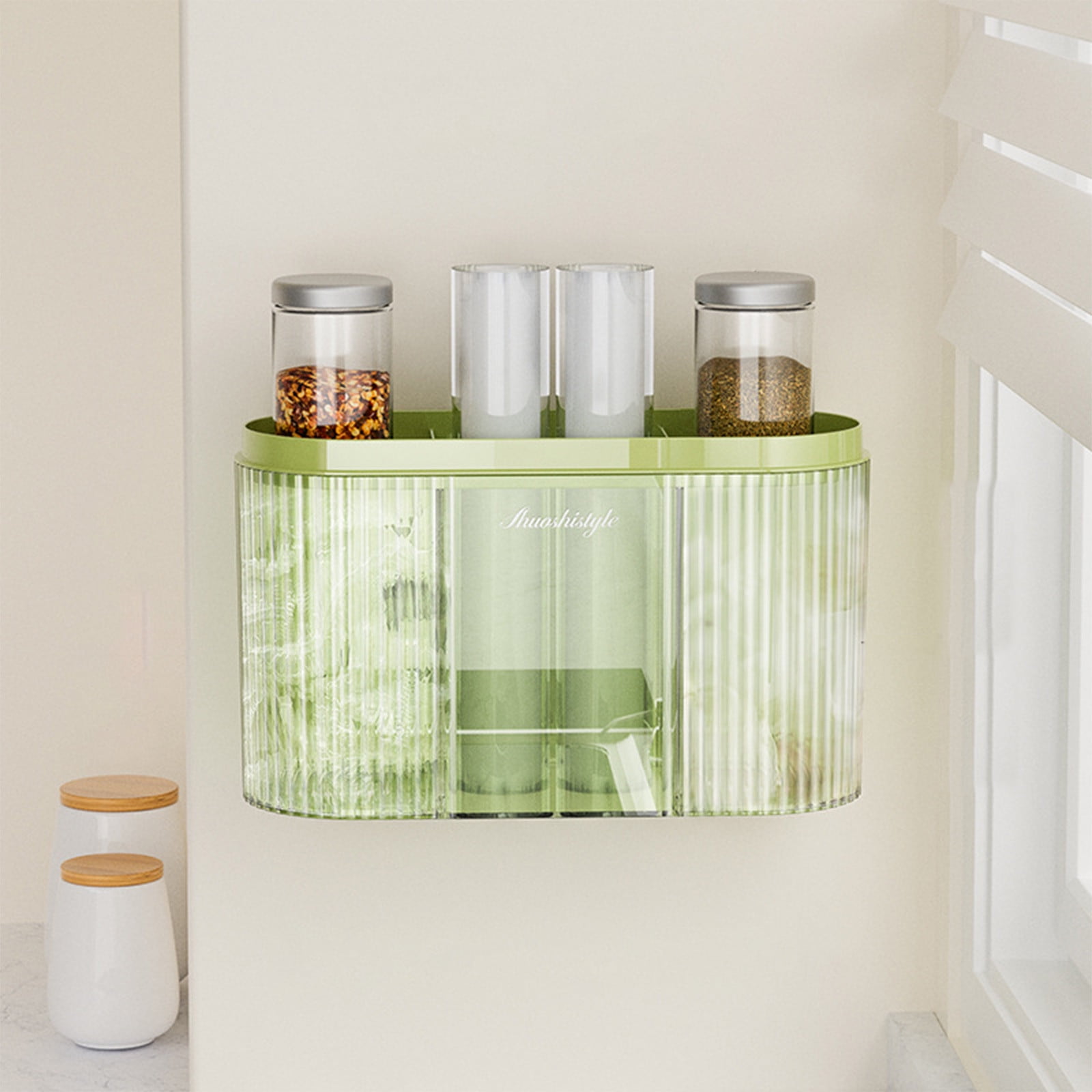 StSilkitty Three in One Wall Mounted Waterproof Plastic Wrap Storage ...