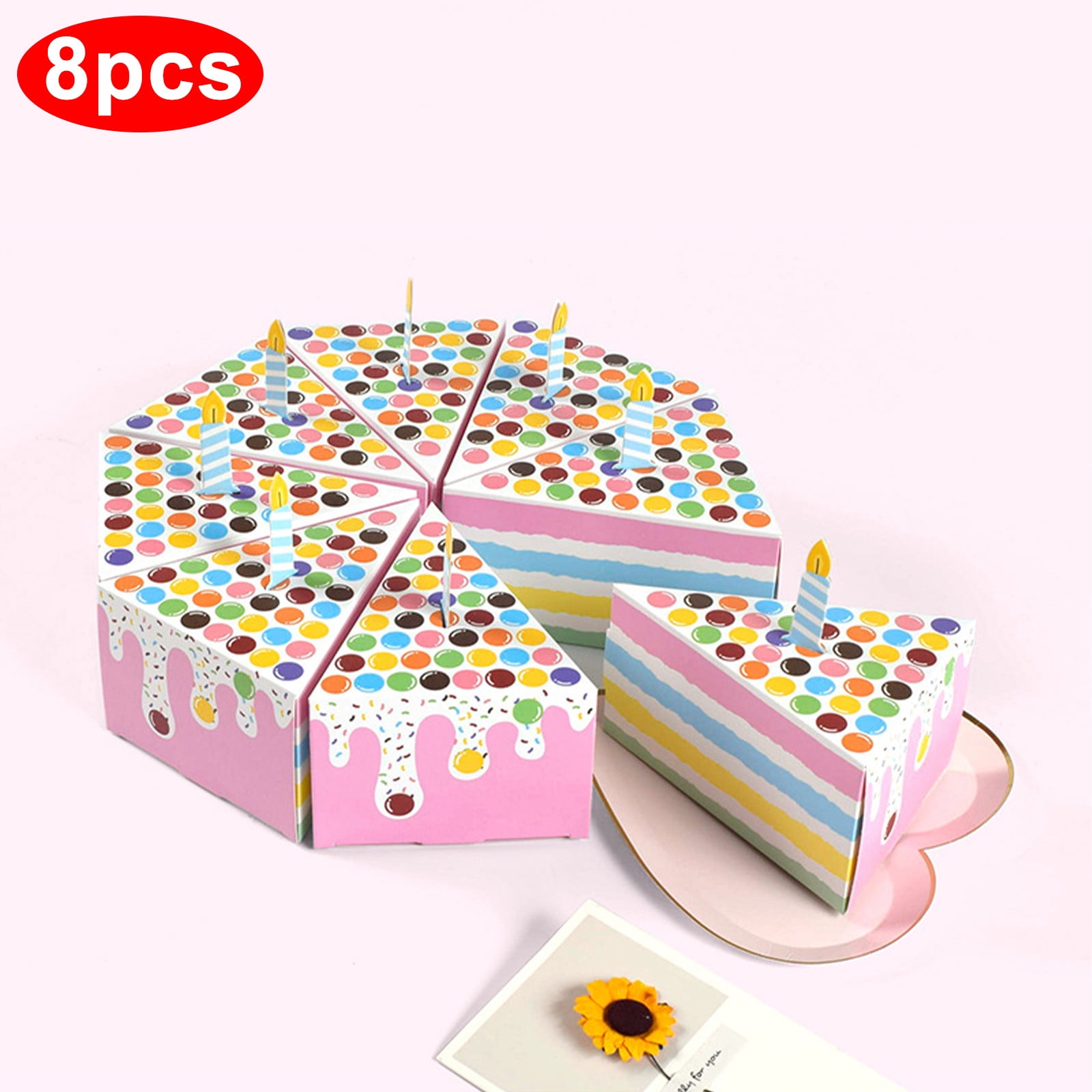 StSilkitty Triangles Cake Shaped Gift Box Set of 8 Realistic Birthday ...