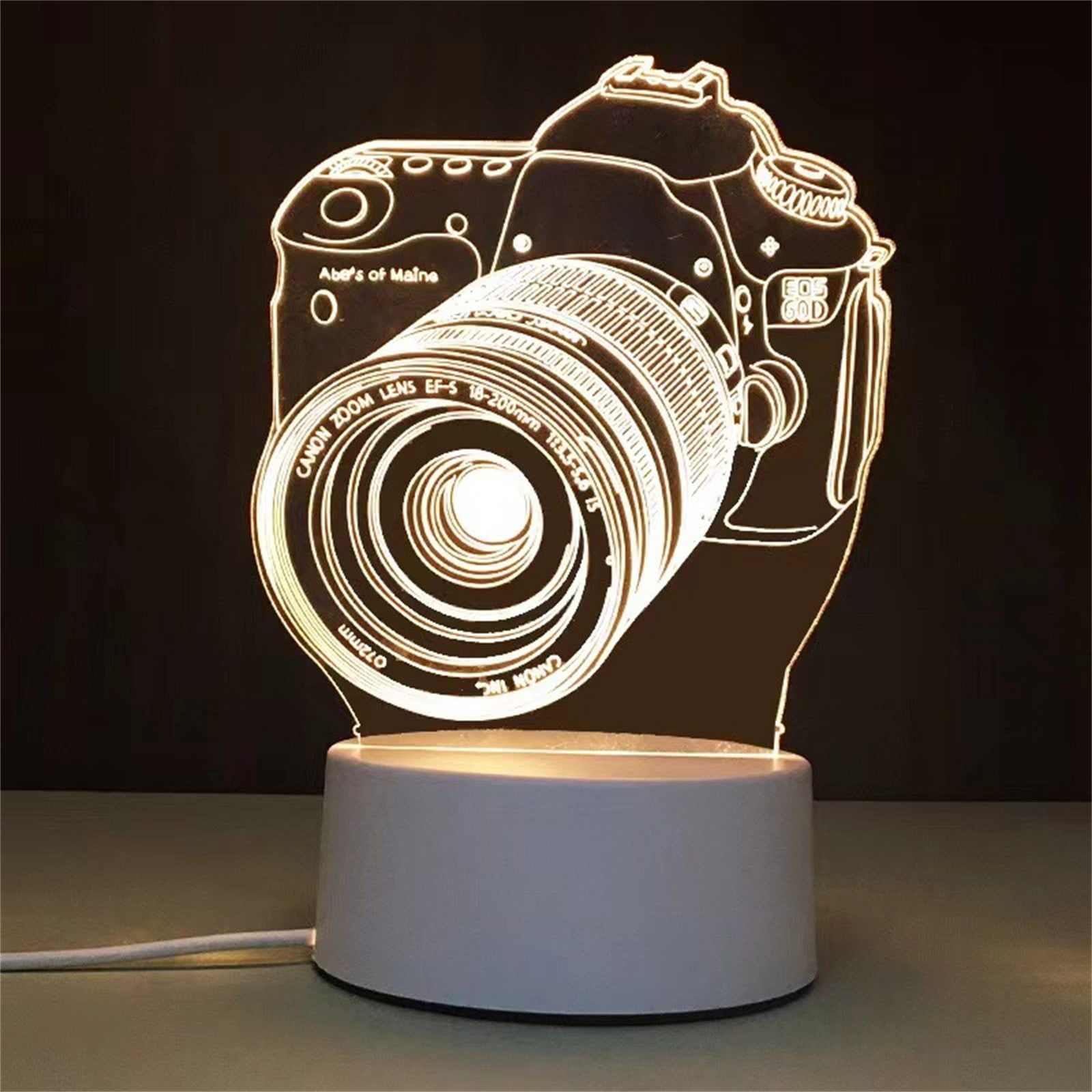 StSilkitty USB Plug Acrylic LED Night Light Button Bedside Lamp for ...