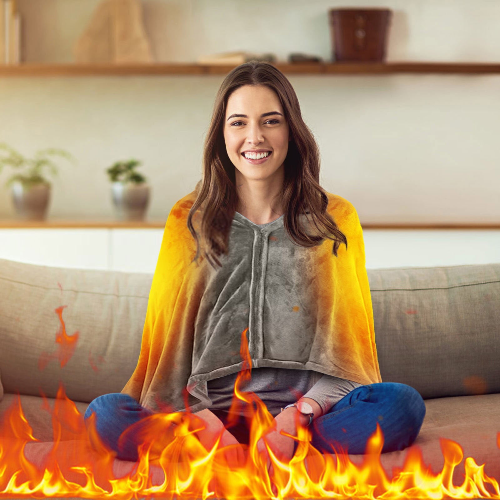 StSilkitty USB Powered Heated Shawl Blanket with Adjustable Temperature ...