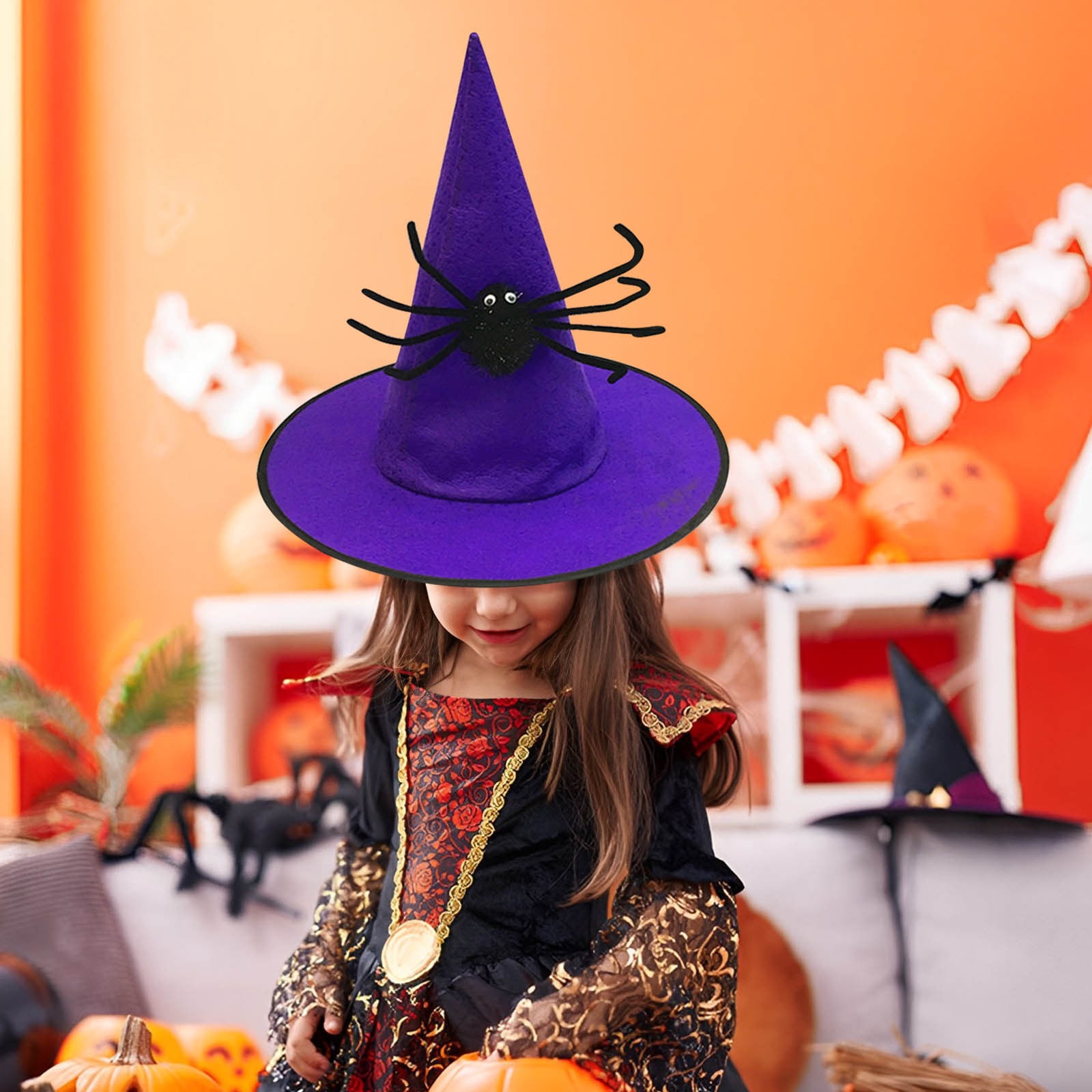 StSilkitty Unique Halloween Witch Hat with Realistic Spongy Spider ...