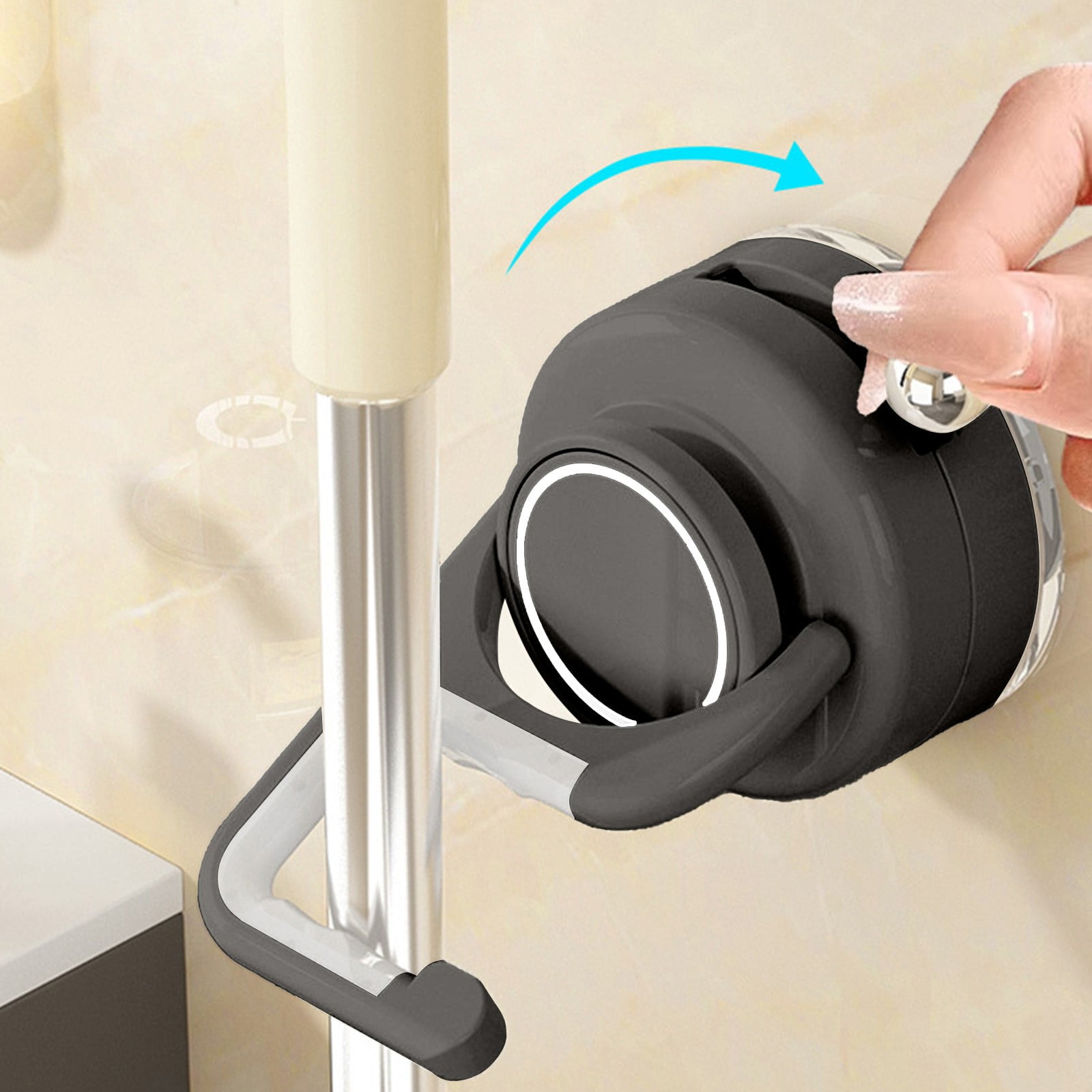 StSilkitty Versatile No Drill Adhesive Mop and Holder with Shower Towel ...