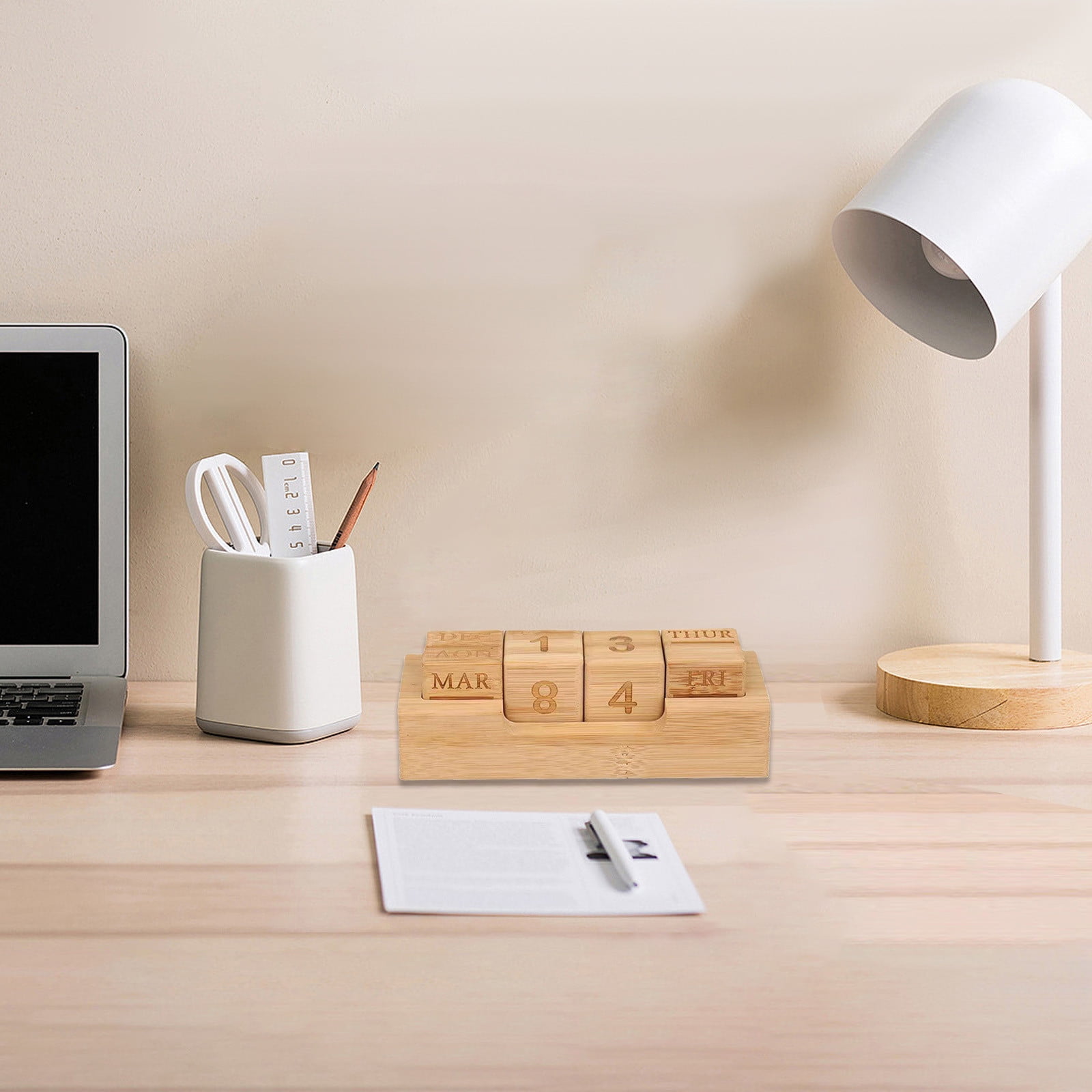 StSilkitty Wooden Perpetual Desk Calendar Interactive and Adjustable ...