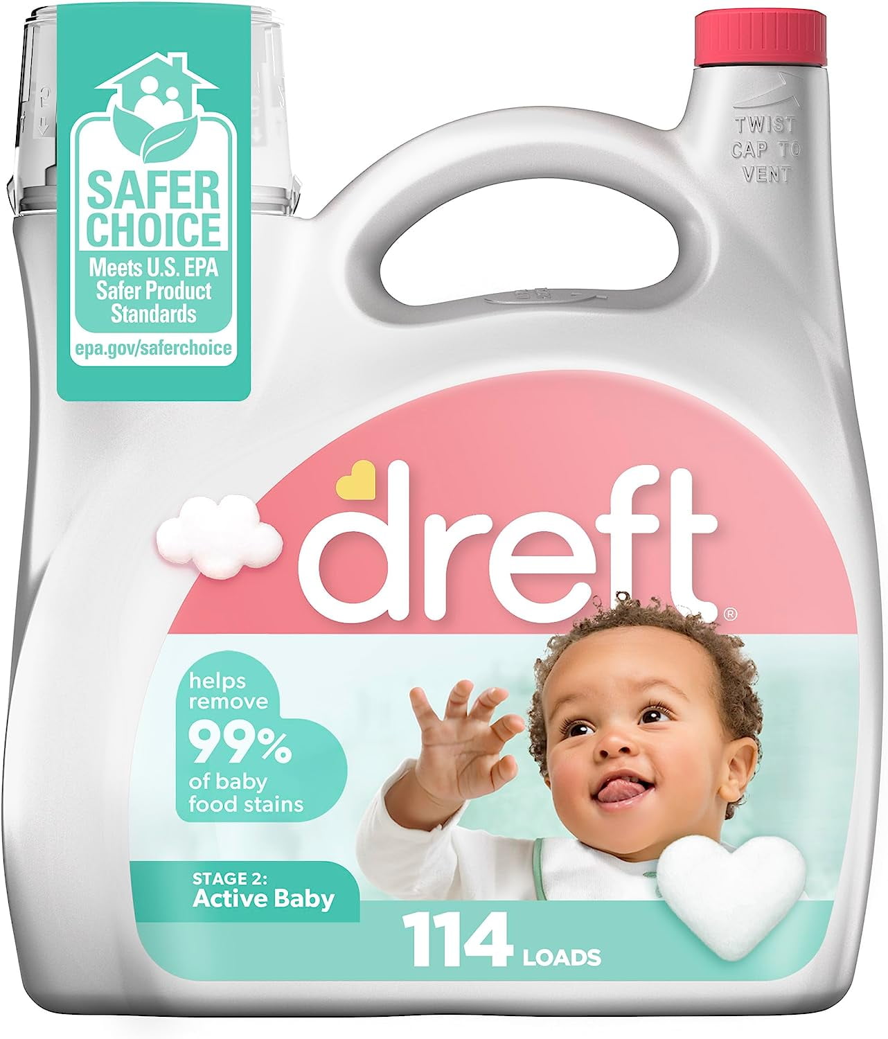 Sta 2 Baby Liquid Laundry Deternt, Helps Remove 99% of Food Stains, 114 ...