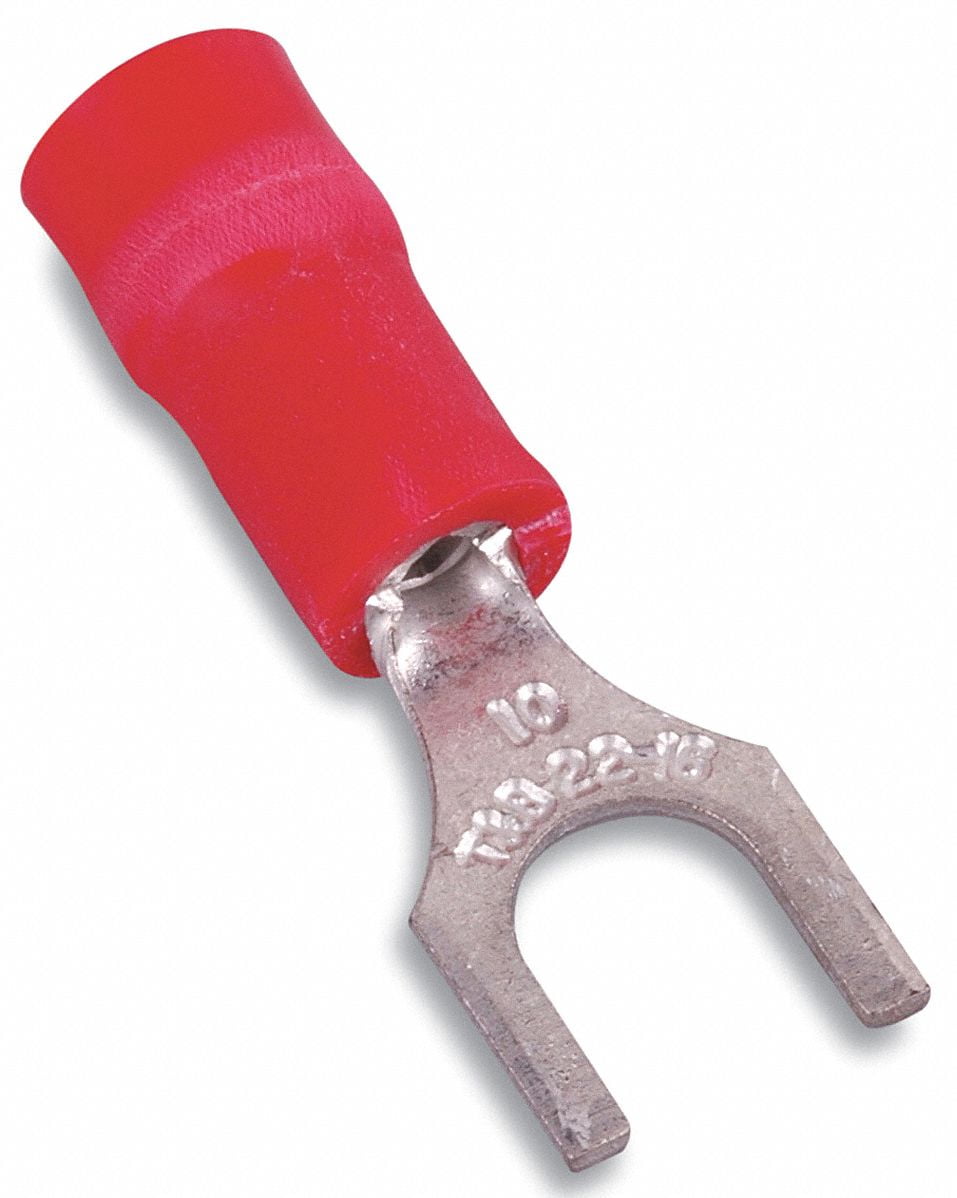 Sta-Kon Fork Terminal,Tin,Copper,Red,PK100 18RA-10F - Walmart.com