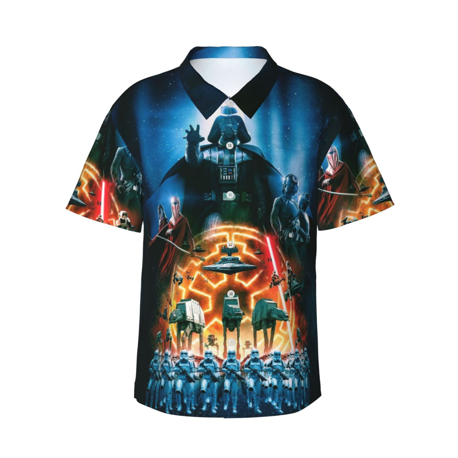 Sta-R War 3d Print Casual Button Down Short Sleeve Cuba Collar Shirt ...