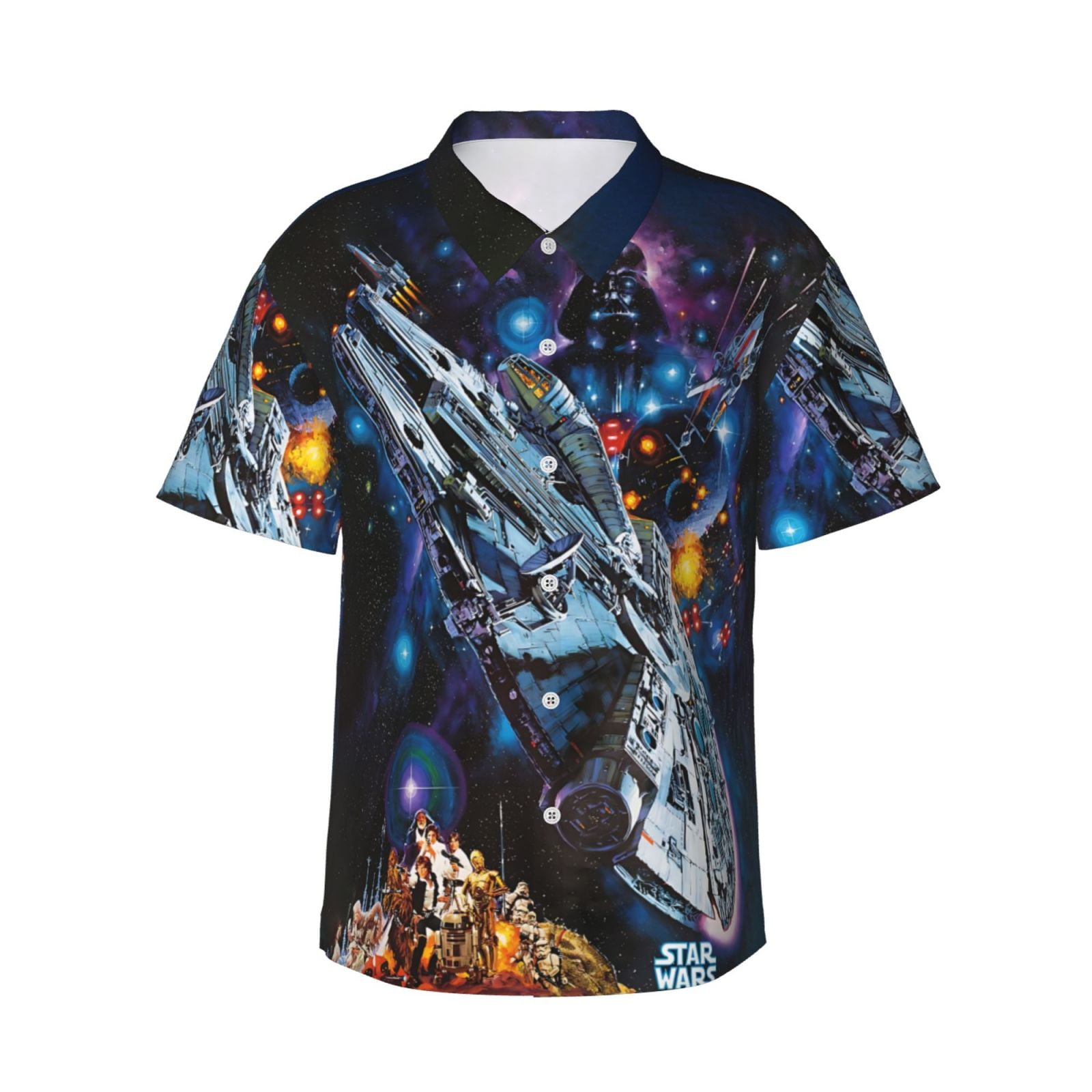 Sta-R War 3d Print Casual Button Down Short Sleeve Cuba Collar Shirt ...