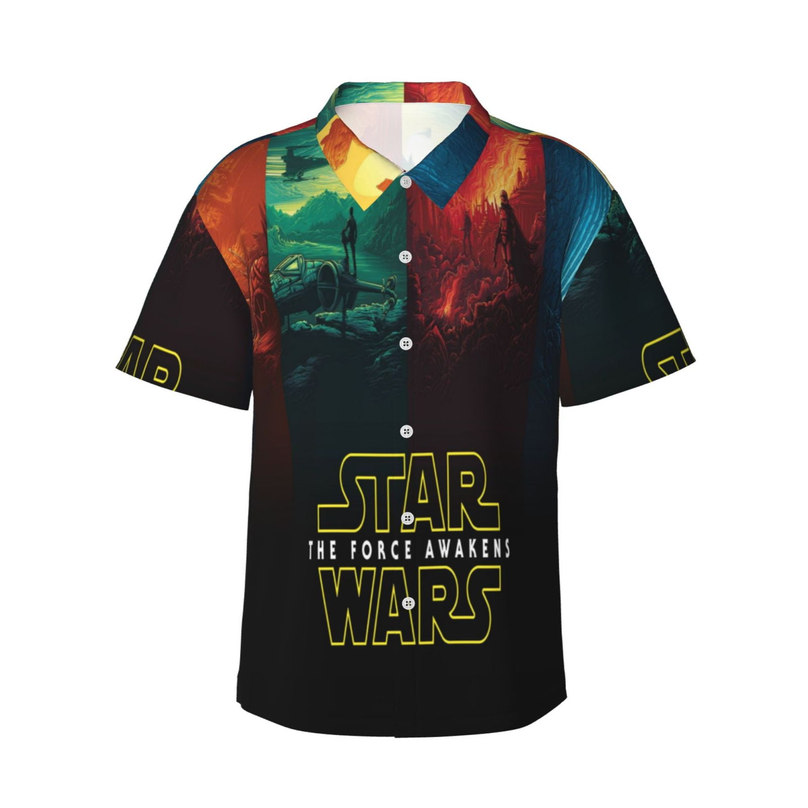 Sta-R War 3d Print Casual Button Down Short Sleeve Cuba Collar Shirt ...