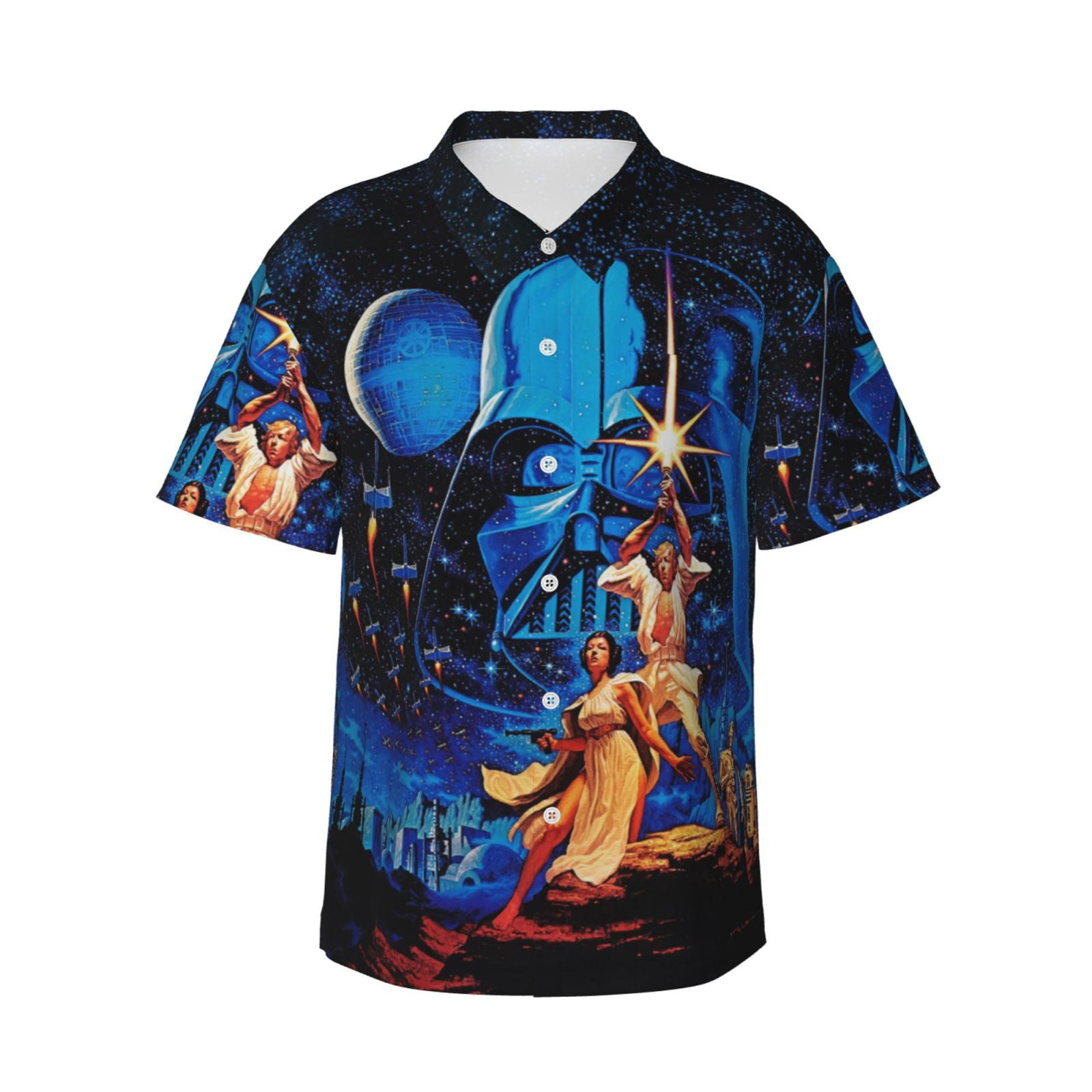 Sta-R War 3d Print Casual Button Down Short Sleeve Cuba Collar Shirt ...