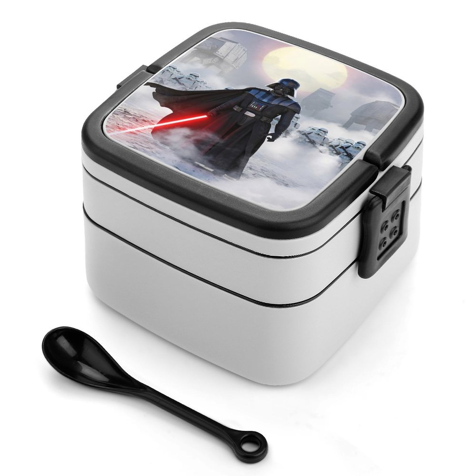 Sta-r War Bento Box for Adults Double Layer Lunch Box with Spoon And Invisible Handle Lunch ...