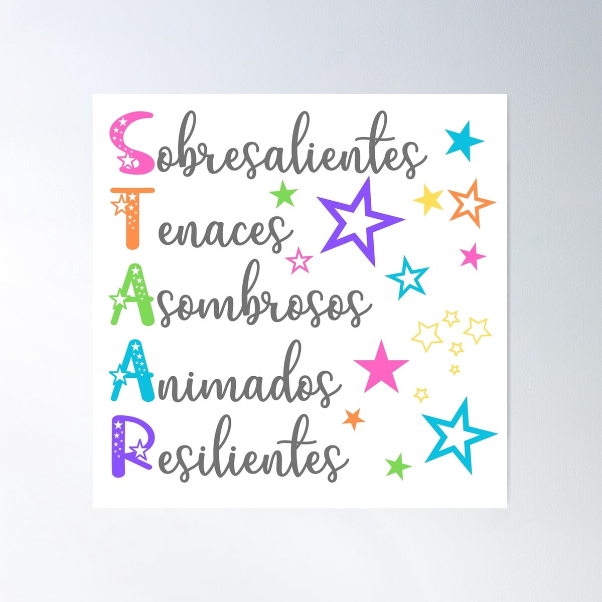 Staar Motivational Spanish Acronym Design – Bright Star Theme Poster ...