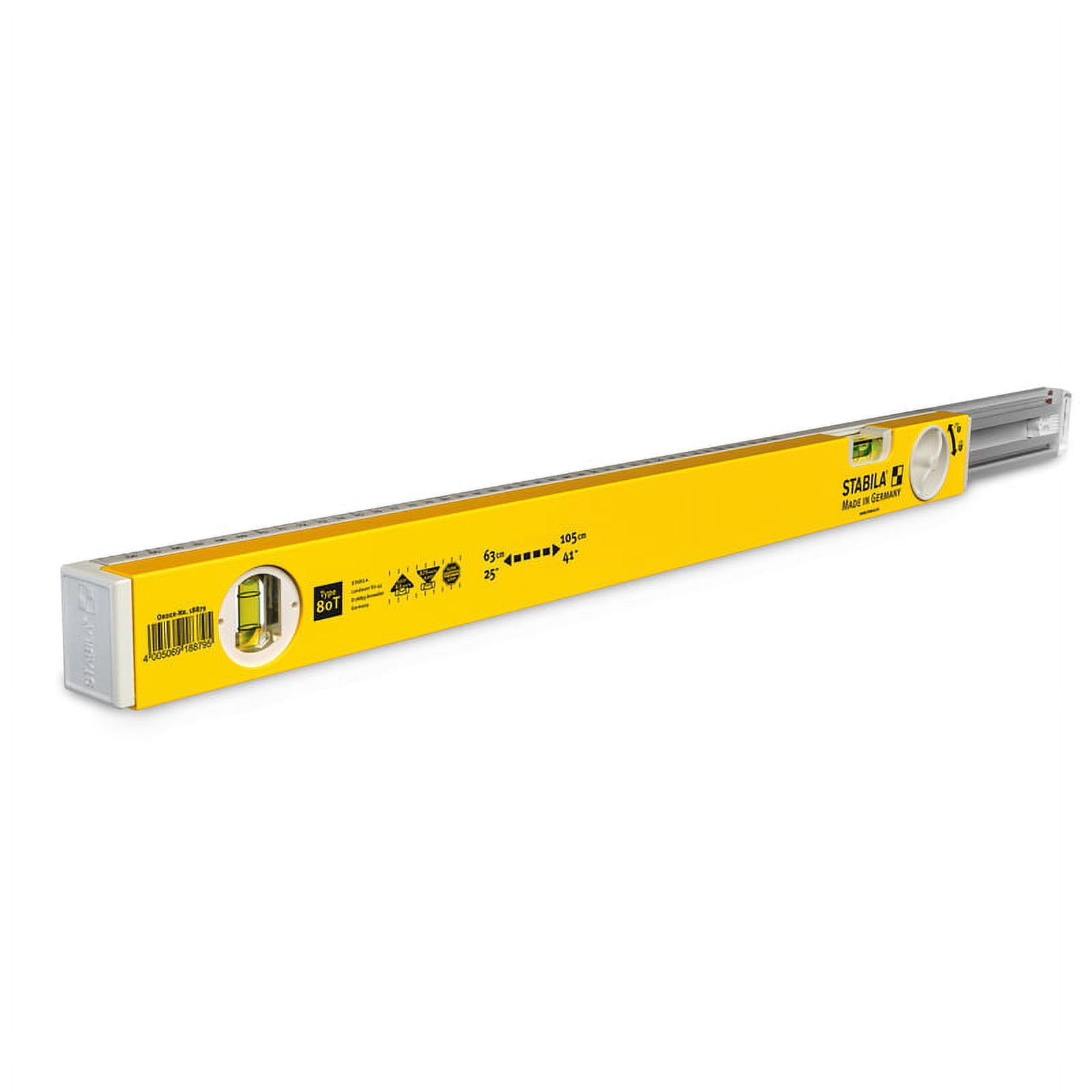 Stabila 25 Inch - 41 Inch Type 80 T Extendable Spirit Level Tool ...