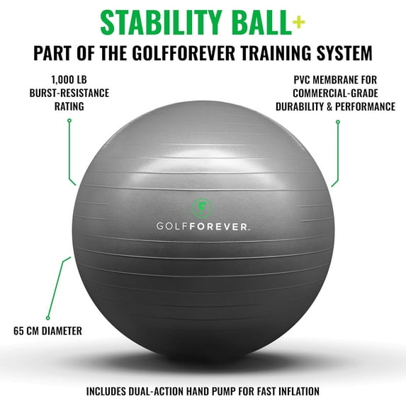 Stability Ball - Grey 65cm Golf Training Exercise Ball for Swing Speed ...