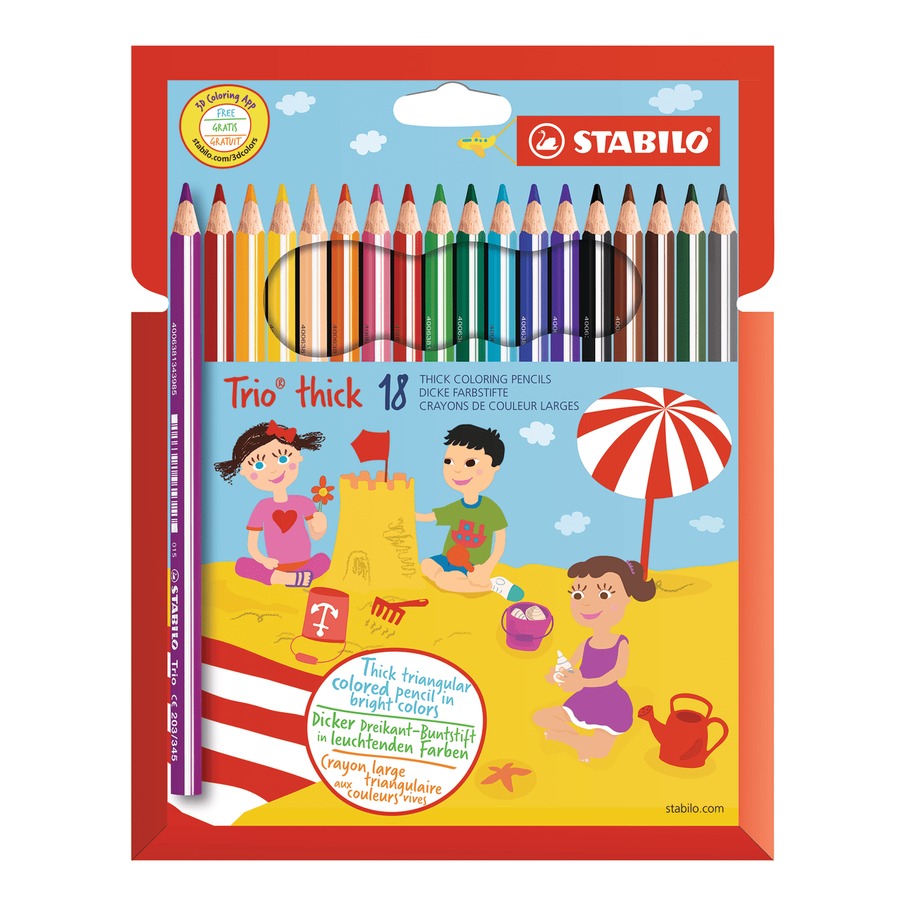 Stabilo® Trio Thick Colored Pencil, 18-Color Set - Walmart.com