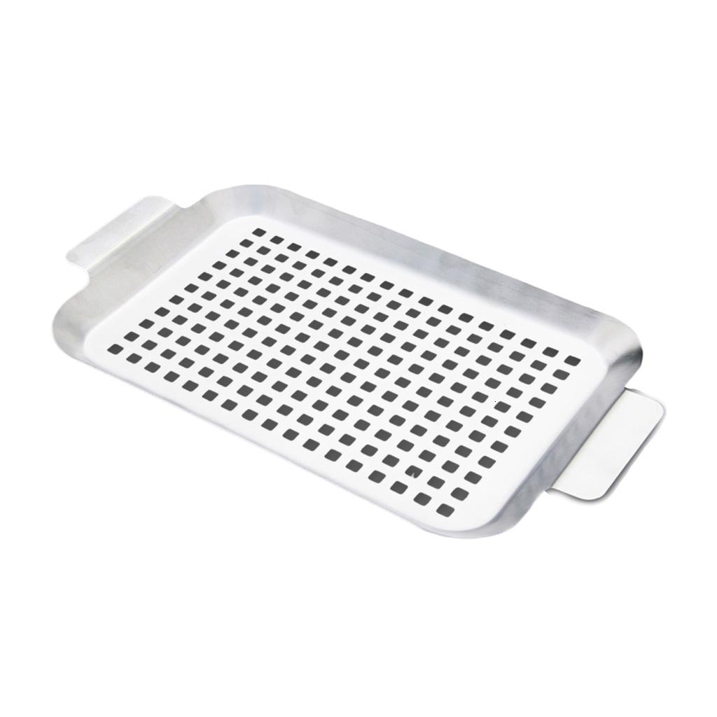 Stable BBQ Grill Basket Stainless Steel Tray With Handle For Meat And ...