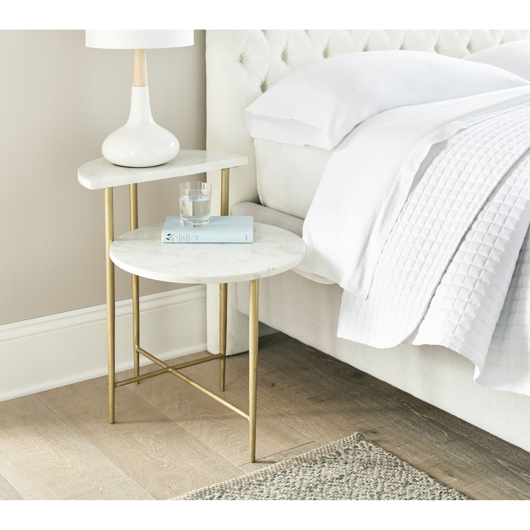 Stable Brass - Based Table+White Marble Top - Laundry Room/Futility ...