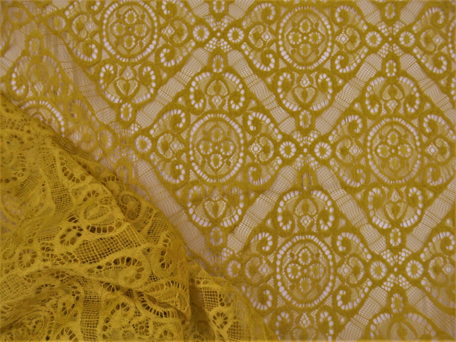 Stable Lace Apparel Fabric Sheer Diamond Geometric Old Gold RR117 ...