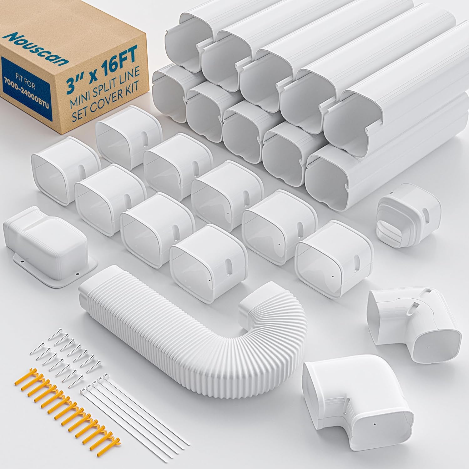 Stable PP Material White Split Line Set Cover Kit Protect Pipes & Cords ...
