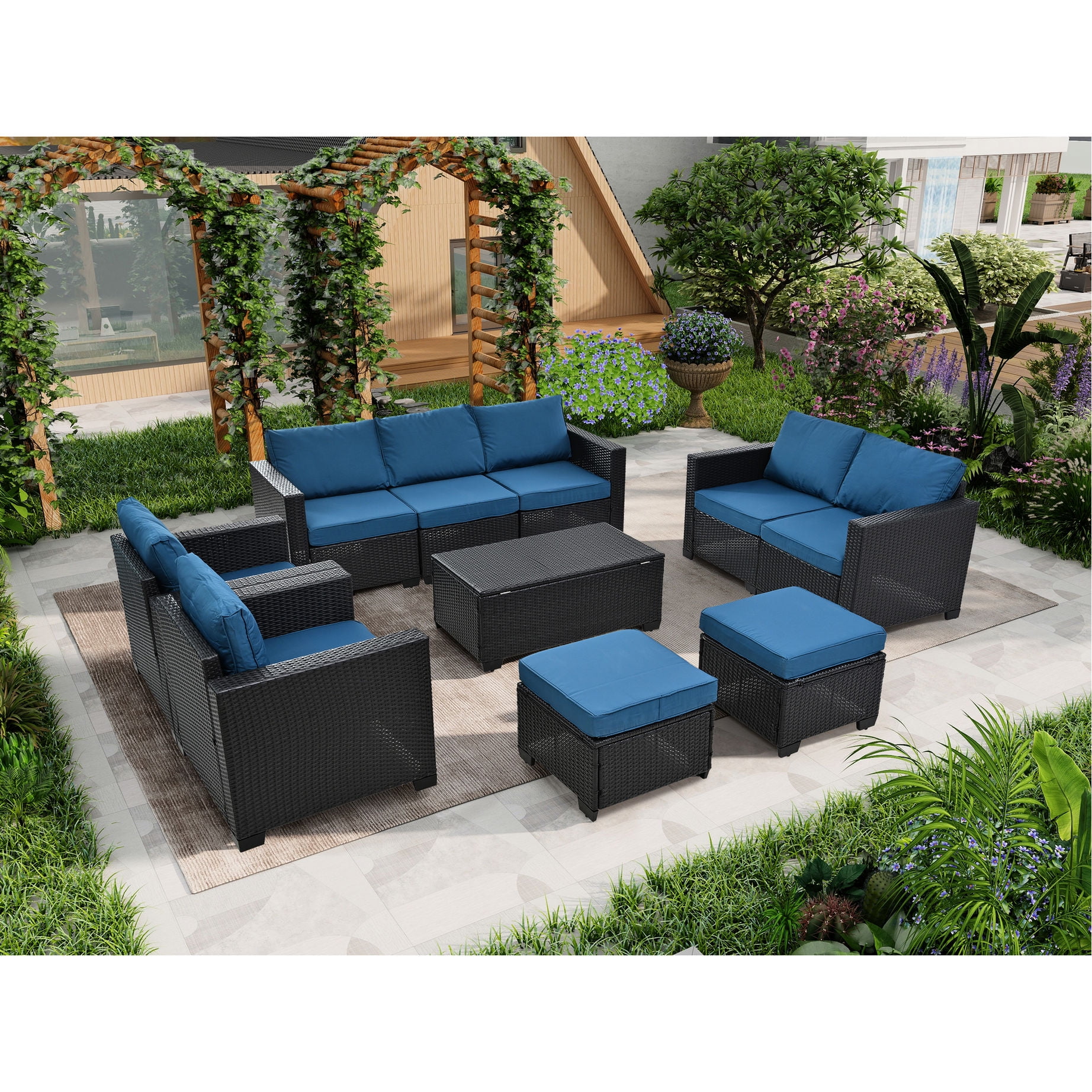 Stable Patio Furniture with Cushions+Storage Table”-“Outdoor Dining ...