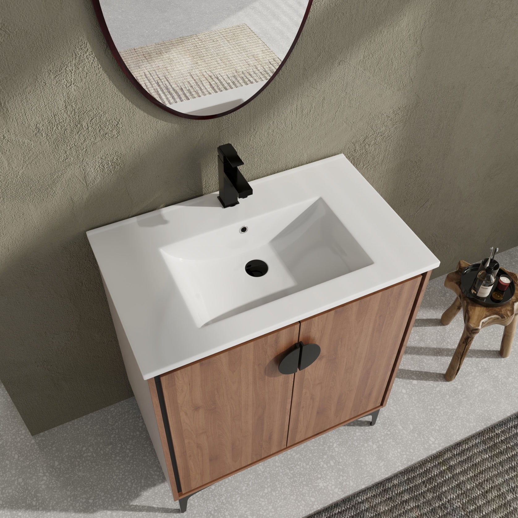 Stable Structure & Low - maintenance - 30" Bathroom Vanity with Ceramic ...