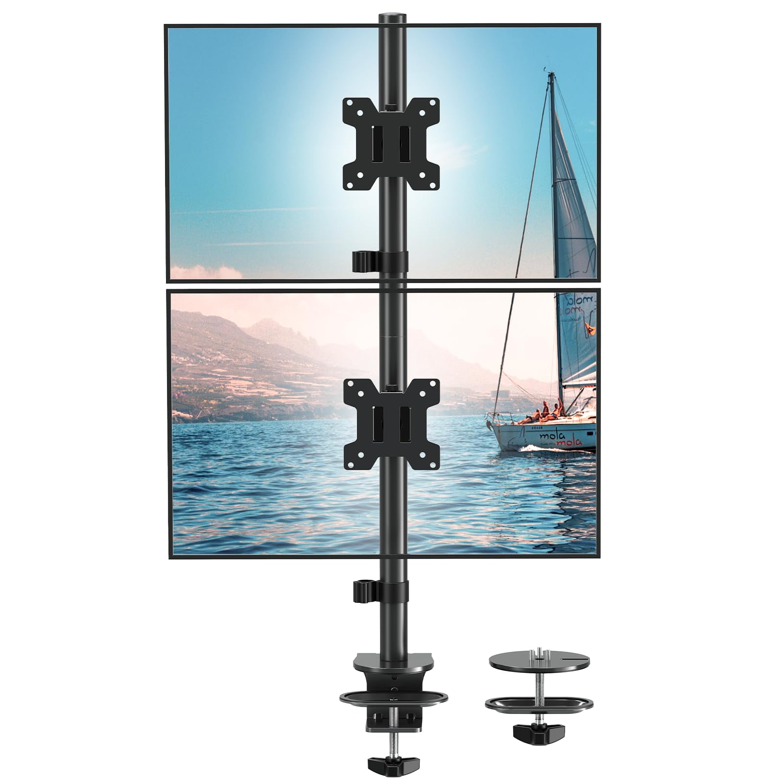 Stable Vertical Dual Monitor Stand, Stacked Monitor Mount for 2 Screens ...