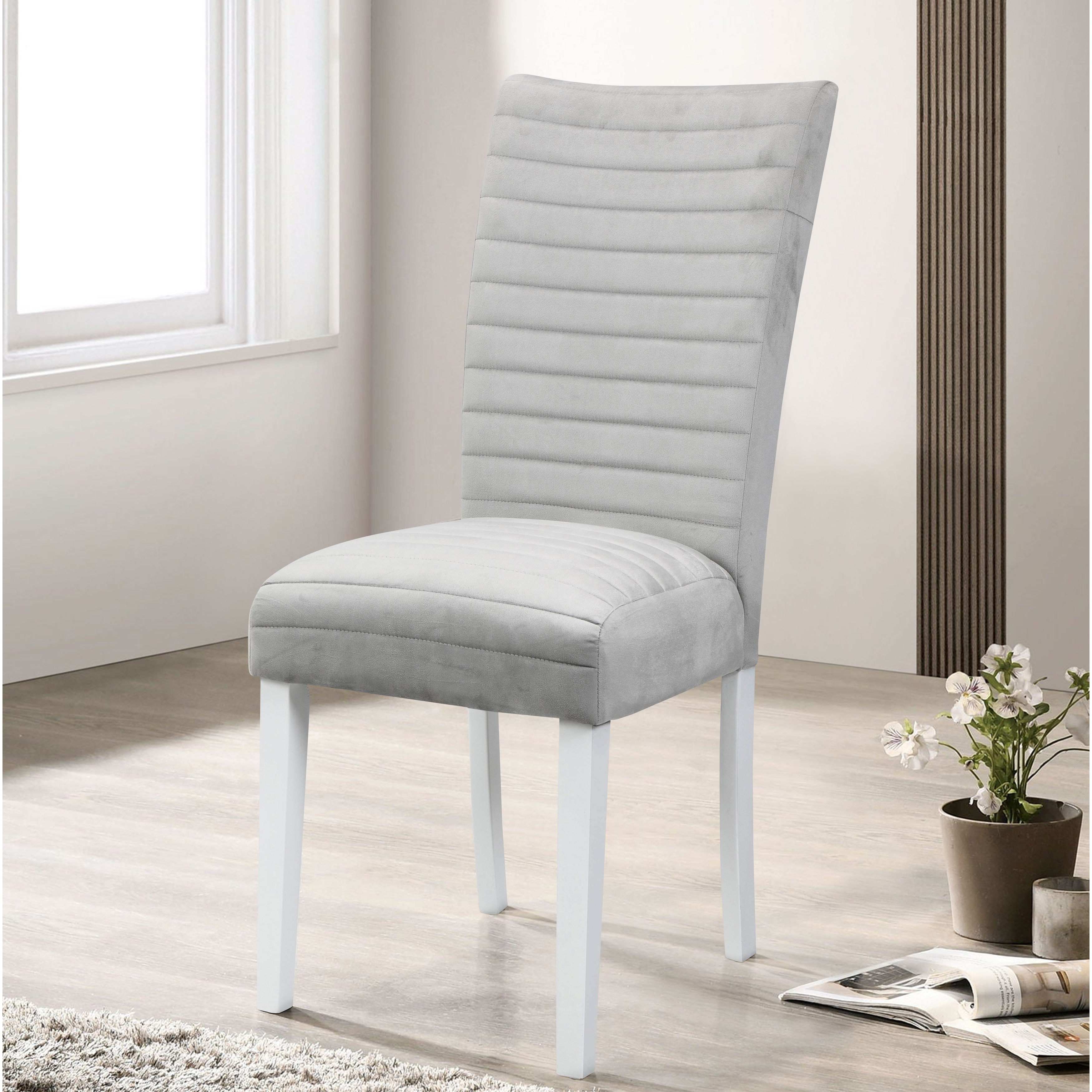 Staccato Grey and White Tufted Back Side Chairs (Set of 2) - Walmart.com