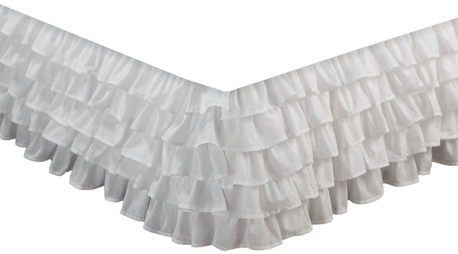 Stacey Solid White Multi-Ruffle Bed Skirt Dust Ruffle Bedding with ...
