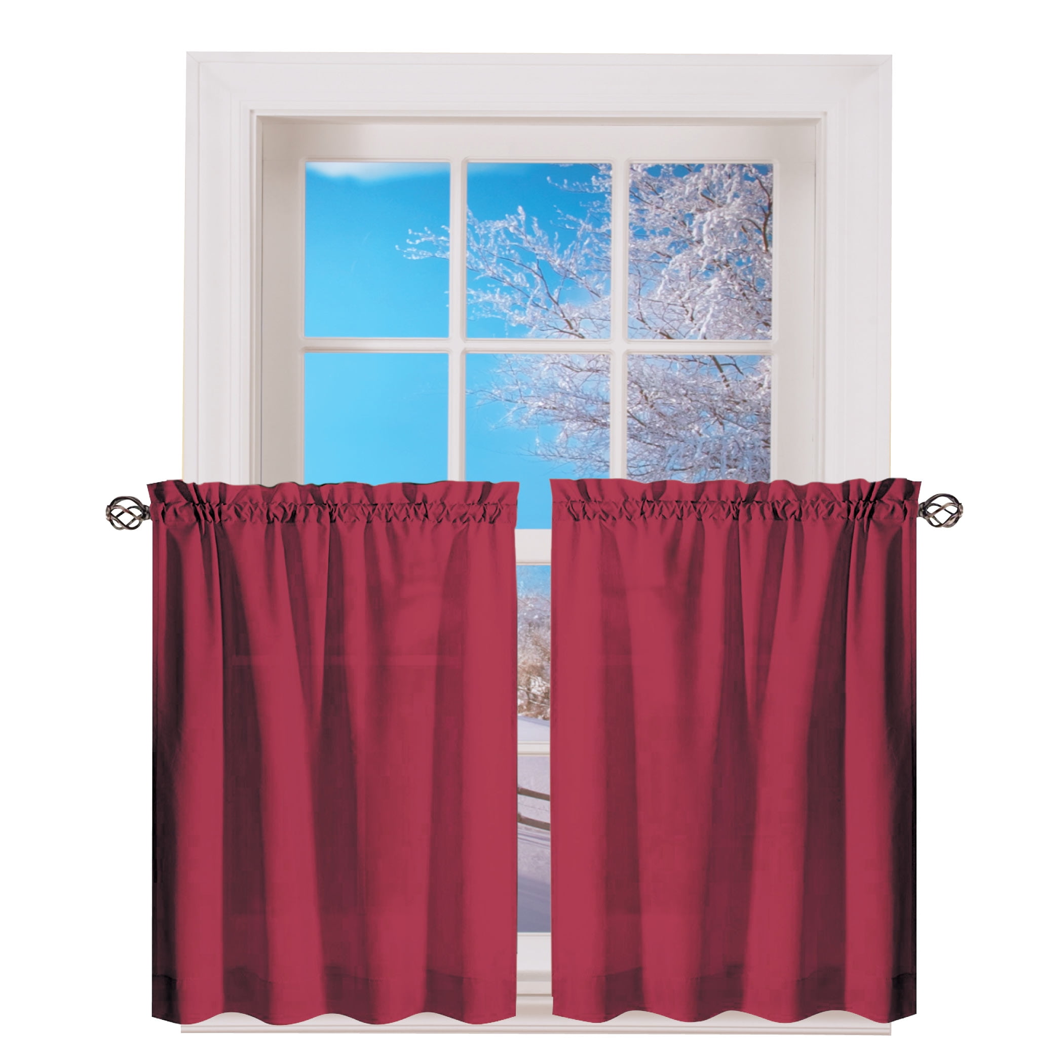 Stacey Window Curtain Tier Set with Rod Pocket Top - Classic Home Decor ...