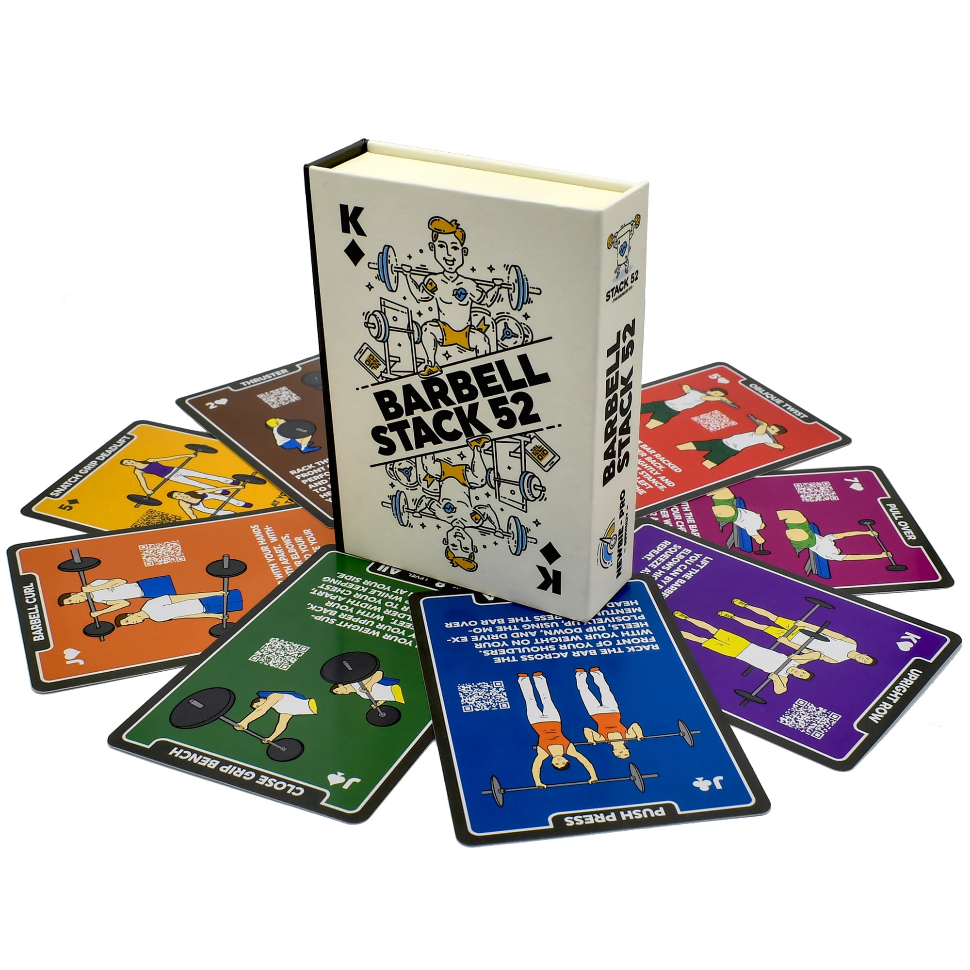 Stack 52 Barbell Exercise Cards. Weight Lifting Playing Card Game ...