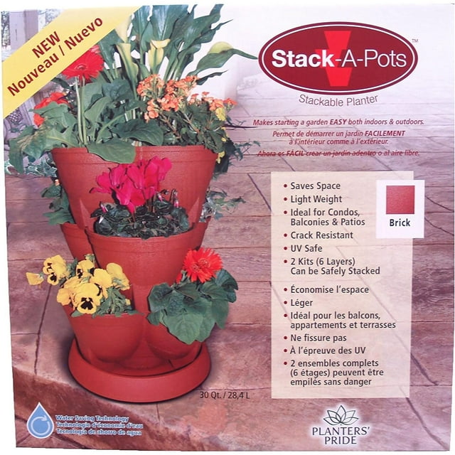 Stack-A-Pot Brick Colored 30qt Stackable Planter - Walmart.com