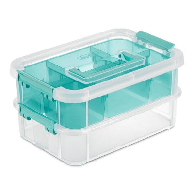 Stack & Carry 2 Tray Handle Box Organizer: Plastic, Stackable, Portable ...