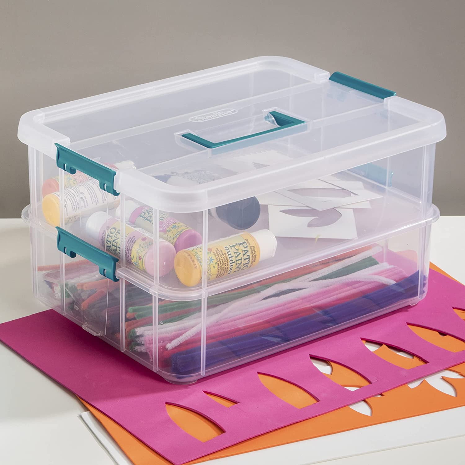 Stack & Carry Lid Blue Handle 2 Layer Box with See-through Layers ...